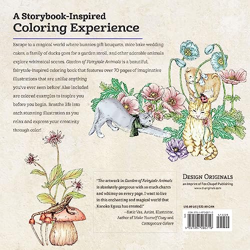 Garden of Fairytale Animals: A Curious Collection of Creatures to Color (Design Originals) Adult Coloring Book with 66 Line Art Designs of a Magical Garden and Whimsical Animals in a Charming Setting