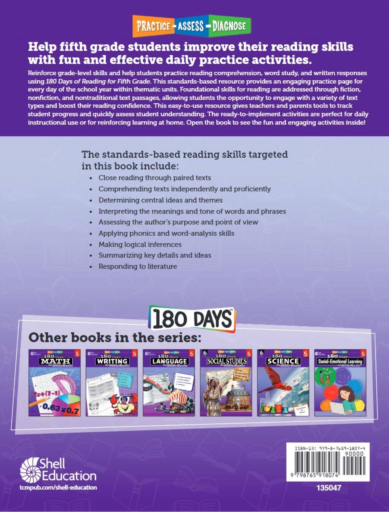 180 Days™: Includes Reading 2nd Edition, Writing, and Math for 5th Grade Practice Workbook for Classroom and Home, Cool and Fun Practice Created by Teachers (180 Days of Practice)