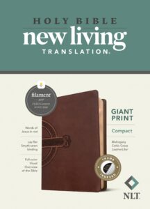 nlt compact giant print bible, filament enabled (leatherlike, mahogany celtic cross, indexed, red letter)