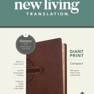 NLT Compact Giant Print Bible, Filament Enabled (LeatherLike, Mahogany Celtic Cross, Red Letter)