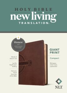 nlt compact giant print bible, filament enabled (leatherlike, mahogany celtic cross, red letter)