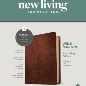 NLT Wide Margin Bible, Filament Enabled (LeatherLike, Dark Brown Palm, Red Letter)