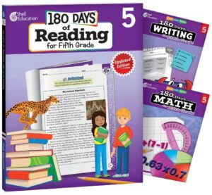 180 days™: includes reading 2nd edition, writing, and math for 5th grade practice workbook for classroom and home, cool and fun practice created by teachers (180 days of practice)