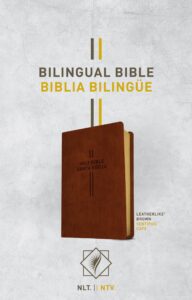 bilingual bible / biblia bilingüe nlt/ntv (leatherlike, brown)