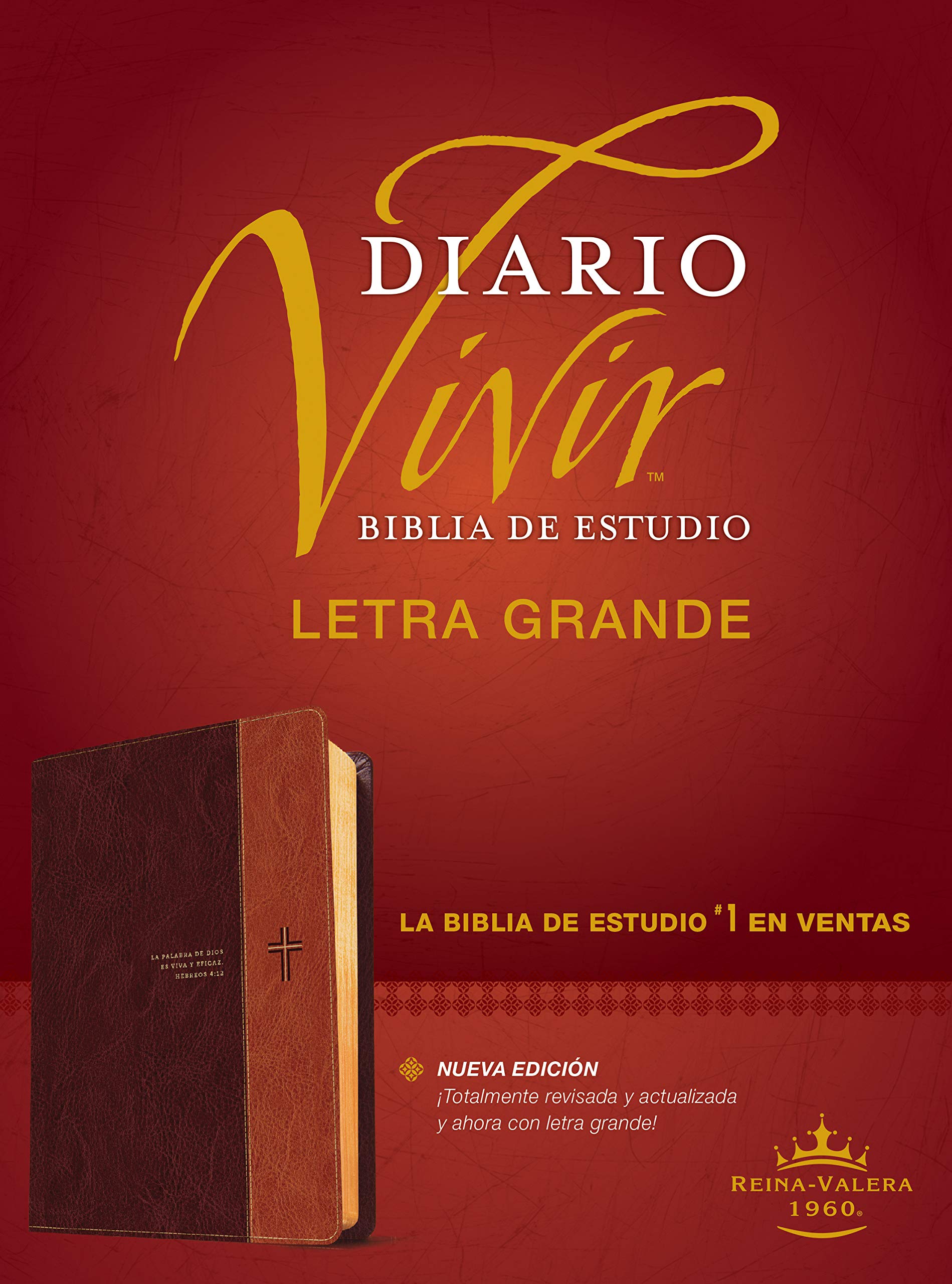 Biblia de estudio del diario vivir RVR60, letra grande (SentiPiel, Café/Café claro, Letra Roja) (Spanish Edition)