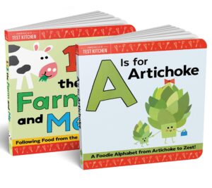 2-book set of a is for artichoke and 123 the farm and me