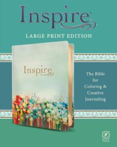 inspire bible large print nlt (leatherlike, floral fields with gold): the bible for coloring & creative journaling