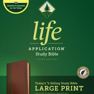 Tyndale NLT Life Application Study Bible, Third Edition, Large Print (LeatherLike, Brown/Mahogany, Indexed, Red Letter) – New Living Translation Bible, Large Print Study Bible for Enhanced Readability