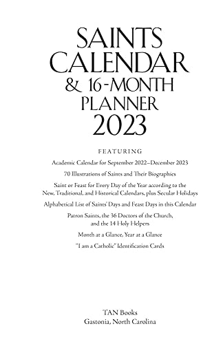 2023 Saints Calendar & 16 Month Daily Planner Spiral Bound