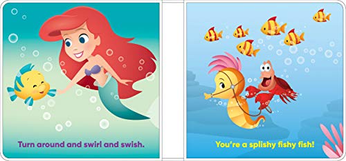 Disney Baby Moana, Little Mermaid, Finding Nemo and More!- Splishy Fishy! Waterproof Bath Book / Bath Toy - PI Kids