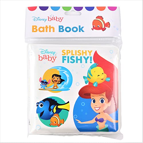 Disney Baby Moana, Little Mermaid, Finding Nemo and More!- Splishy Fishy! Waterproof Bath Book / Bath Toy - PI Kids