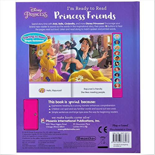 Disney Princess Belle, Mulan, Cinderella, Rapunzel, and More! - I'm Ready to Read Princess Friends Sound Book