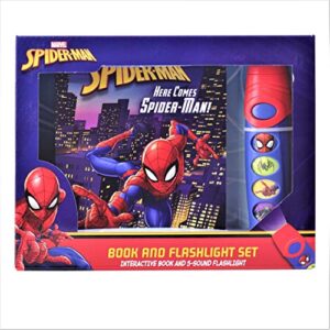 marvel spider-man - pop-up board book and sound flashlight toy set - pi kids (play-a-sound)