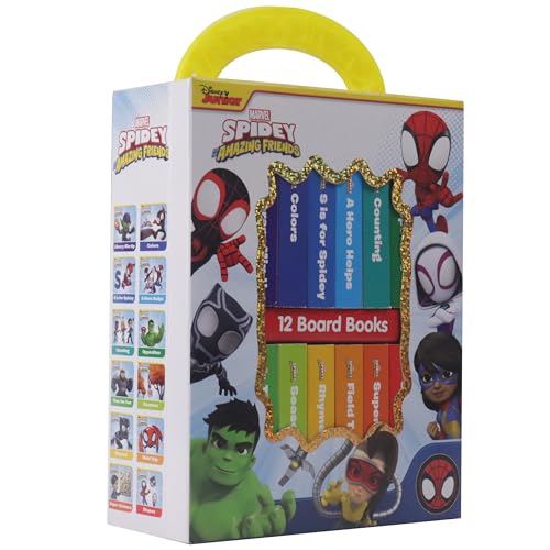 Marvel Spidey and his Amazing Friends - My First Library 12 Board Book Set - First Words, Alphabet, Numbers, and More Baby Books - PI Kids