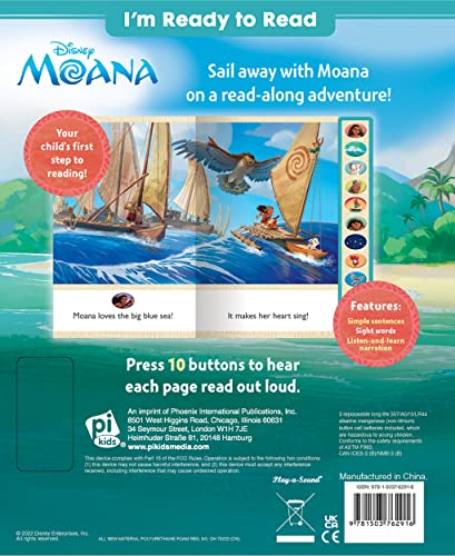 Disney Moana - I'm Ready to Read with Moana Interactive Read-Along Sound Book - Great for Early Readers - PI Kids