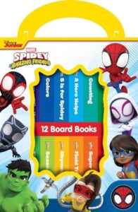 marvel spidey and his amazing friends - my first library 12 board book set - first words, alphabet, numbers, and more baby books - pi kids