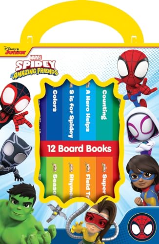 Marvel Spidey and his Amazing Friends - My First Library 12 Board Book Set - First Words, Alphabet, Numbers, and More Baby Books - PI Kids