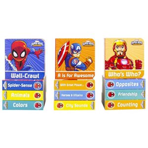 Marvel - Spider-man Super Hero Adventures - My First Library Board Book Block 12-Book Set - First Words, Colors, Numbers, and More! - Includes Characters from Avengers Endgame - PI Kids