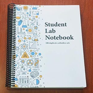 Student Lab Notebook (100 duplicate page sets): grid-based carbonless sheets with smooth coil spiral binding