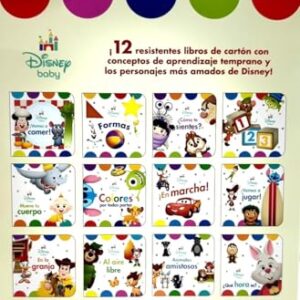 Disney Baby: Mi Primera Biblioteca - 12 Libros De Carton - Incluye personajes de Mickey Mouse, Toy Story, Bambi, Los Increíbles y Mas! - PI Kids (Spanish Edition)