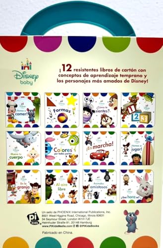 Disney Baby: Mi Primera Biblioteca - 12 Libros De Carton - Incluye personajes de Mickey Mouse, Toy Story, Bambi, Los Increíbles y Mas! - PI Kids (Spanish Edition)