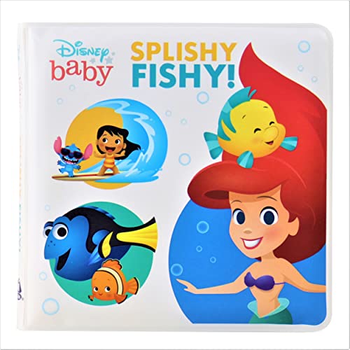 Disney Baby Moana, Little Mermaid, Finding Nemo and More!- Splishy Fishy! Waterproof Bath Book / Bath Toy - PI Kids