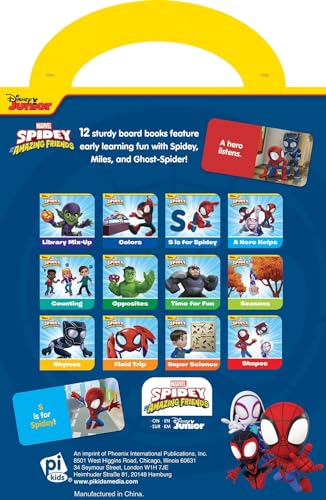 Marvel Spidey and his Amazing Friends - My First Library 12 Board Book Set - First Words, Alphabet, Numbers, and More Baby Books - PI Kids