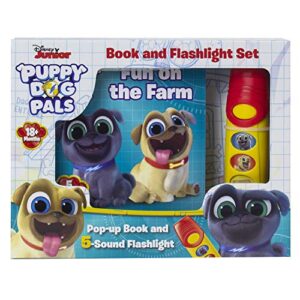 disney junior puppy dog pals with bingo and rolly - fun on the farm pop-up book and 5 sound flashlight - pi kids