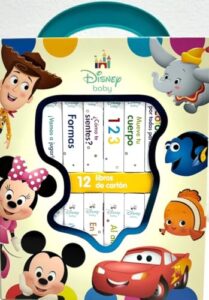 disney baby: mi primera biblioteca - 12 libros de carton - incluye personajes de mickey mouse, toy story, bambi, los increíbles y mas! - pi kids (spanish edition)