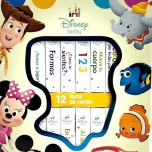 Disney Baby: Mi Primera Biblioteca - 12 Libros De Carton - Incluye personajes de Mickey Mouse, Toy Story, Bambi, Los Increíbles y Mas! - PI Kids (Spanish Edition)