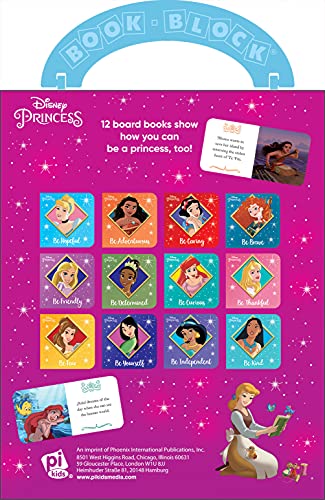 Disney Princess - I Can Be Princess My First Library Board Book Block 12-Book Set Teaches Positive Traits Like Caring, Friendliness, Curiosity, and More! - PI Kids