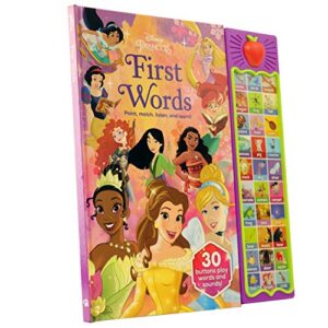 Disney Princess Cinderella, Moana, Rapunzel, and More! - First Words: Point, Match, Listen, and Learn! 30-Button Sound Book - PI Kids