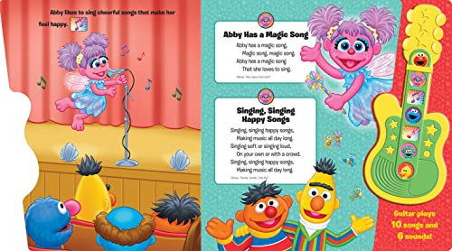 Sesame Street Elmo, Big Bird, Cookie Monster, and More! - Rock with the Monsters! - Board Book with Interactive Sound Toy Guitar - Includes Theme Song - PI Kids