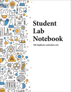 student lab notebook (100 duplicate page sets): grid-based carbonless sheets with smooth coil spiral binding