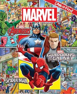 marvel - avengers, guardians of the galaxy, and spider-man look and find activity book - characters from avengers endgame included - pi kids