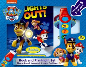 nickelodeon paw patrol chase, marshall, skye and more! - light the way! pop-up board book and sound flashlight toy set - pi kids (play-a-sound)