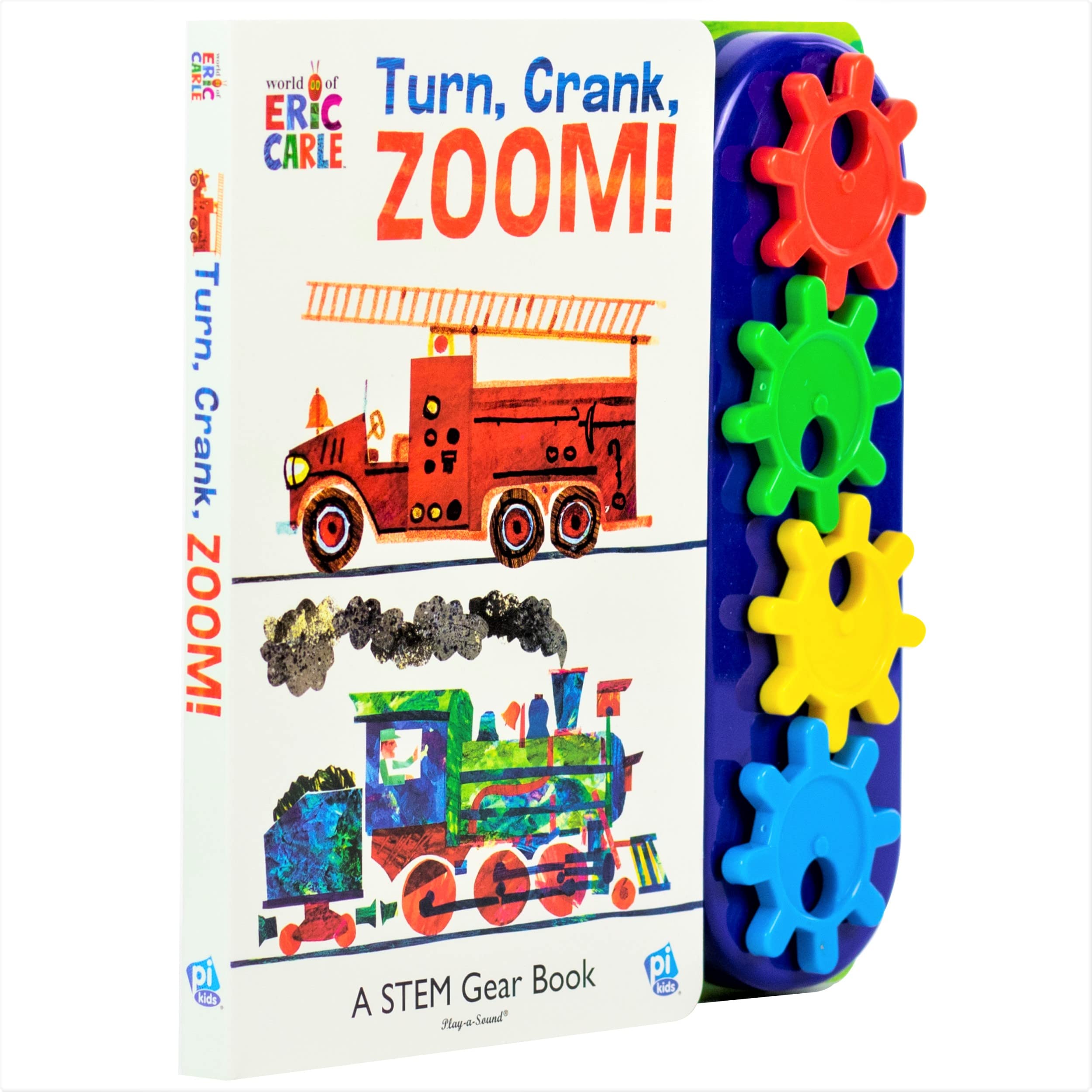 World of Eric Carle, Turn, Crank, Zoom! A STEM Gear Sound Book - PI Kids