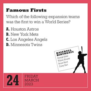 Year of Baseball Trivia! Page-A-Day Calendar 2023: Immortal Records, Team History & Hall of Famers