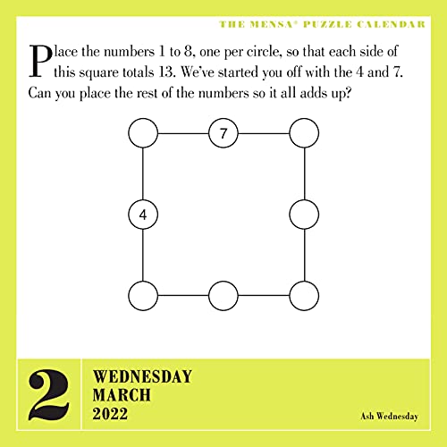 Mensa 365 Brain Puzzlers Page-A-Day Calendar 2022: A brain busting year of tough pangrams, word ladders, logic challenges, number sequences, and more.