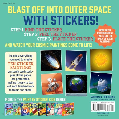 Paint by Sticker Kids: Outer Space: Create 10 Pictures One Sticker at a Time! Includes Glow-in-the-Dark Stickers