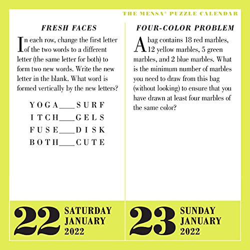 Mensa 365 Brain Puzzlers Page-A-Day Calendar 2022: A brain busting year of tough pangrams, word ladders, logic challenges, number sequences, and more.