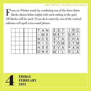 Mensa 365 Brain Puzzlers Page-A-Day Calendar 2022: A brain busting year of tough pangrams, word ladders, logic challenges, number sequences, and more.