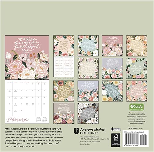 Scriptures and Florals 2023 Wall Calendar