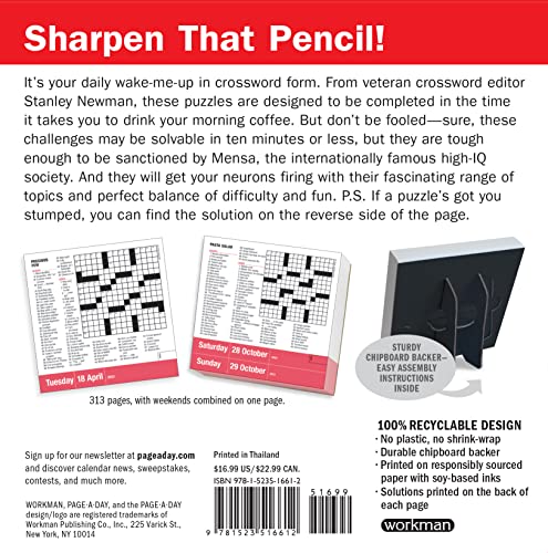 Mensa 10-Minute Crossword Puzzles Page-A-Day Calendar 2023: For Crossword Puzzle Addicts and Word Nerds