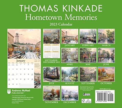 Thomas Kinkade Special Collector's Edition 2023 Deluxe Wall Calendar with Print: Hometown Memories