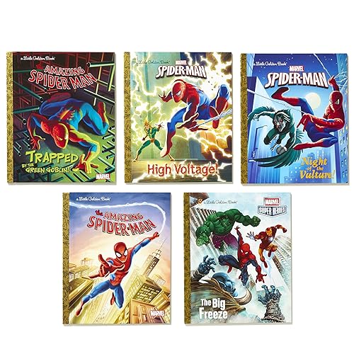 Spider-Man Little Golden Book Library (Marvel): Spider-Man!; Trapped by the Green Goblin; The Big Freeze!; High Voltage!; Night of the Vulture!