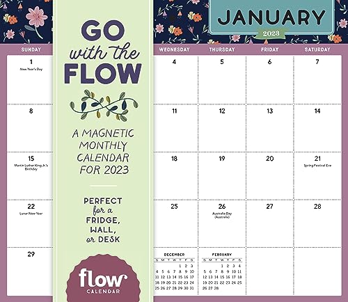 Go with the Flow: A Magnetic Monthly Wall Calendar 2023: Perfect for a Fridge, Wall, or Desk