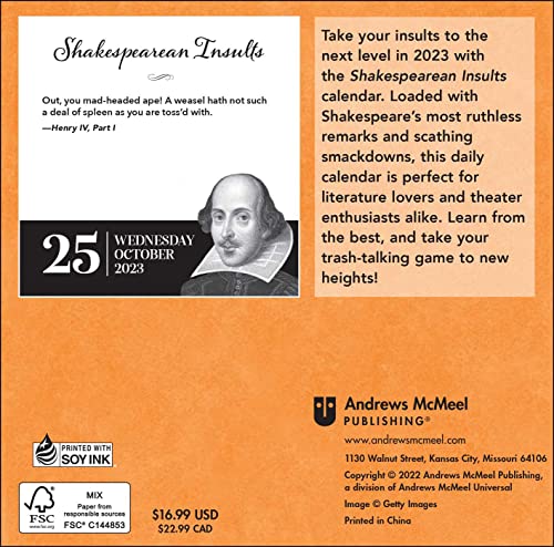 Shakespearean Insults 2023 Day-to-Day Calendar