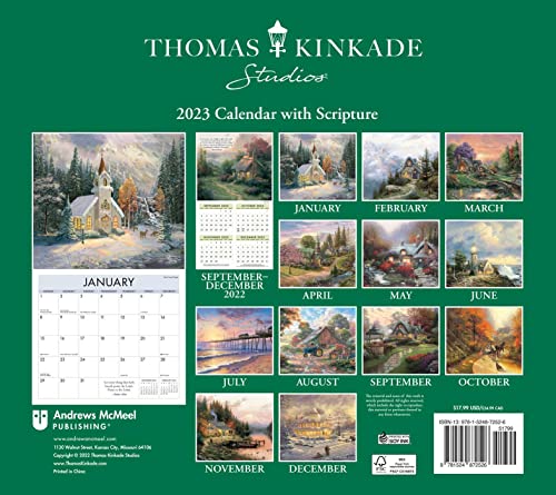 Thomas Kinkade Studios 2023 Deluxe Wall Calendar with Scripture