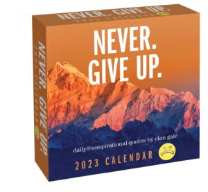 unspirational 2023 day-to-day calendar: never. give up.